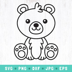 Cute Bear Outline Svg, Baby Bear Outline Svg, Cub Png, Sitting Bear Svg ...