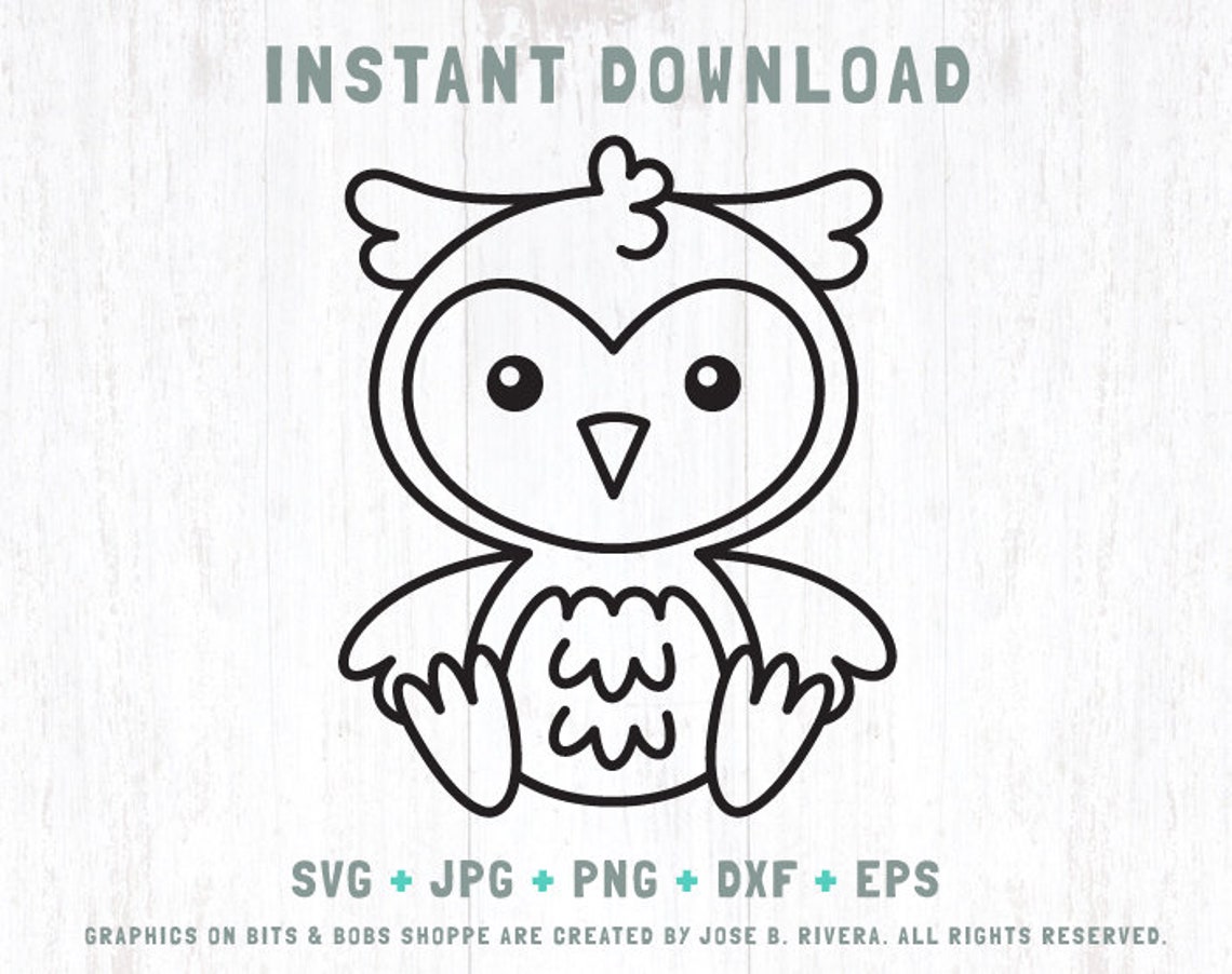 Cute Owl Outline Svg Owl Outline Svg Baby Owl Png Sitting - Etsy