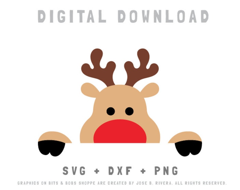 Peeking Reindeer Svg Png Dxf, Reindeer Monogram Svg, Reindeer Name ...