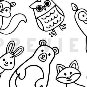 Woodland Animals Clipart, Forest Animal Outline Svg Dxf Png Cut Files ...