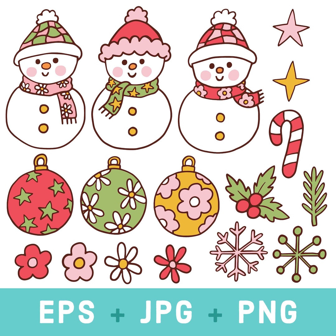 Groovy Snowman Clipart, Svg for Christmas, Pastel Winter Png, Christmas ...