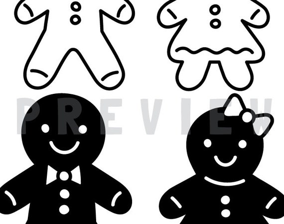 Gingerbread Man Clip Art Black And White