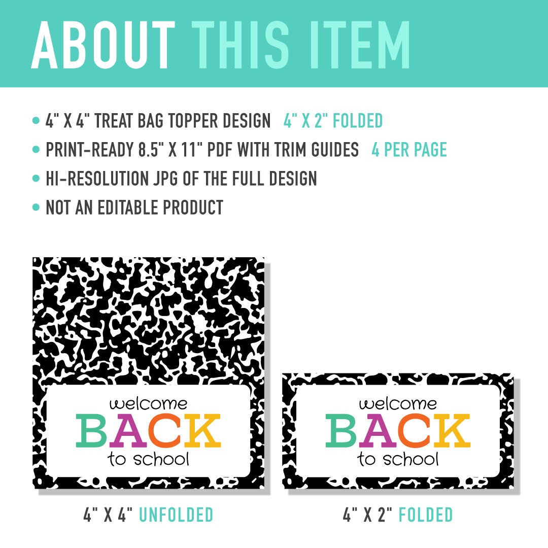 Printable Bag Topper 4 Back to School Topper 4 - Etsy
