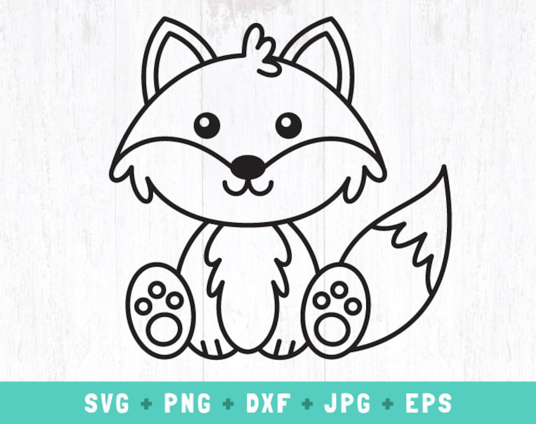 Cute Fox Svg, Fox Outline Svg, Fox Png, Sitting Fox Cut File, Woodland ...