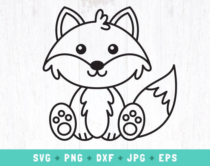 Cute Fox Svg, Fox Outline Svg, Fox Png, Sitting Fox Cut File, Woodland ...
