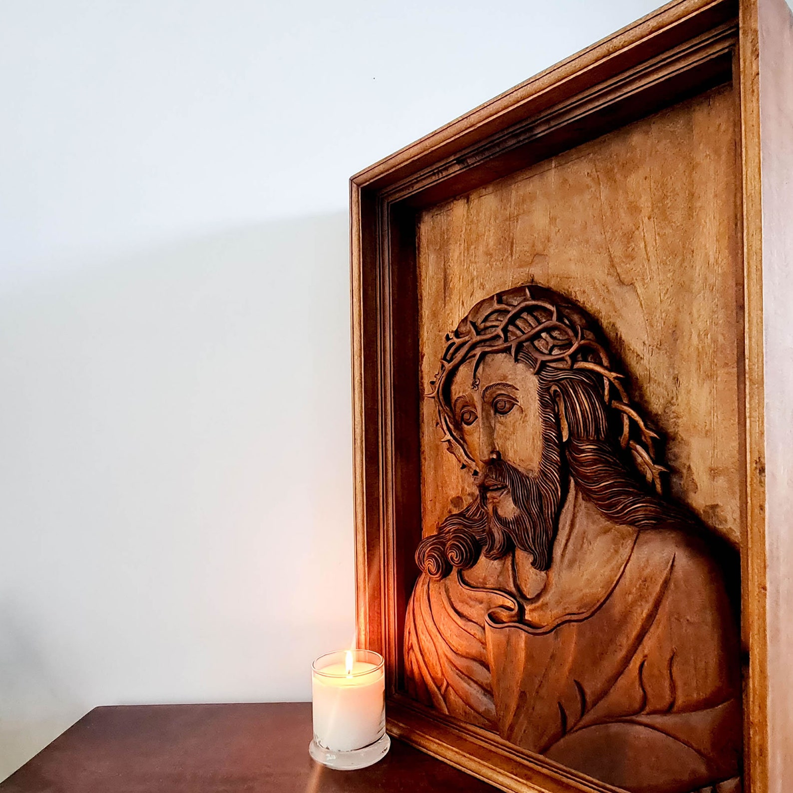 Hand Carved Teak Wood Jesus - Religious Vatican Christian Wall Art ...