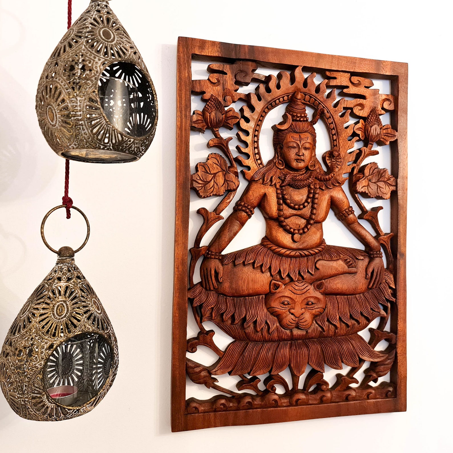 Hindu God Lord Shiva Siva Wooden Wall Art Sculpture Decoration - Etsy