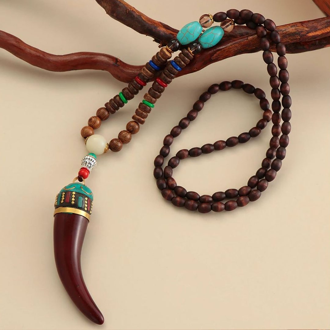 Boho Gesegnete Buddha Tibet Nepal Hippy Hai Dinasaur Zahn Halskette ...