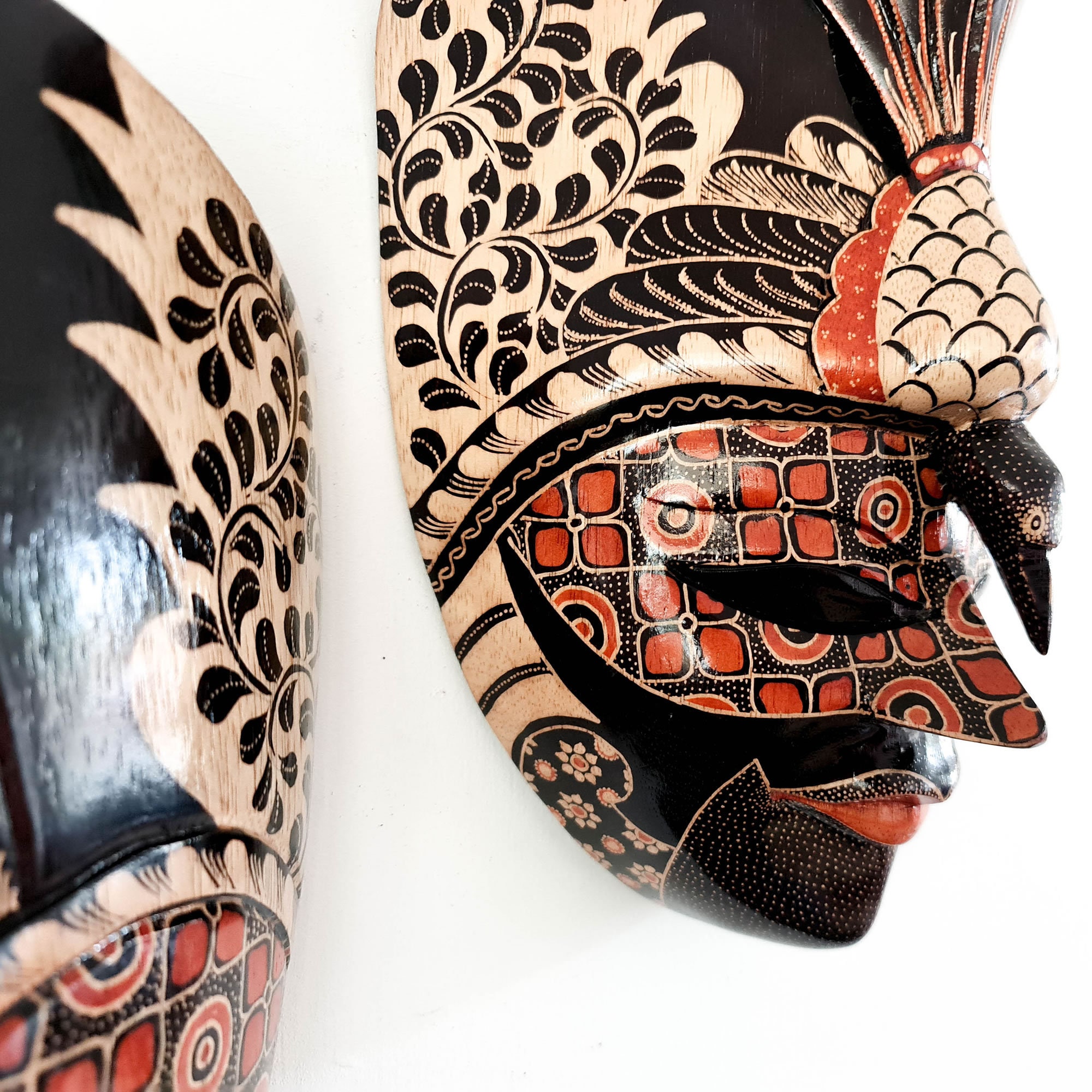 Hand Carved Hand Painted Batik Masks Decorative Wall Art | Etsy