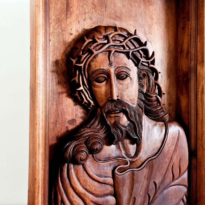 Hand Carved Teak Wood Jesus - Religious Vatican Christian Wall Art ...