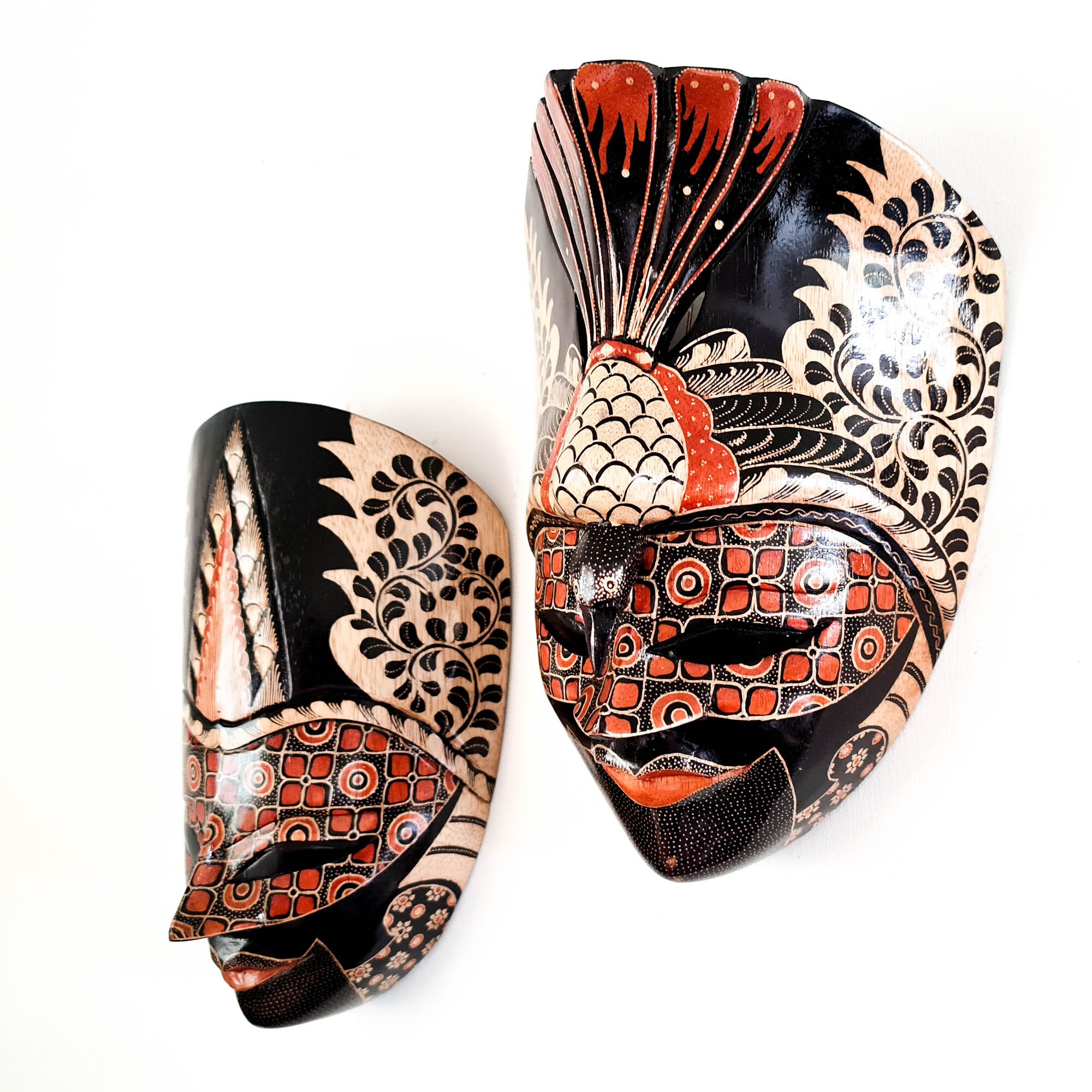 Hand Carved Hand Painted Batik Masks Decorative Wall Art | Etsy