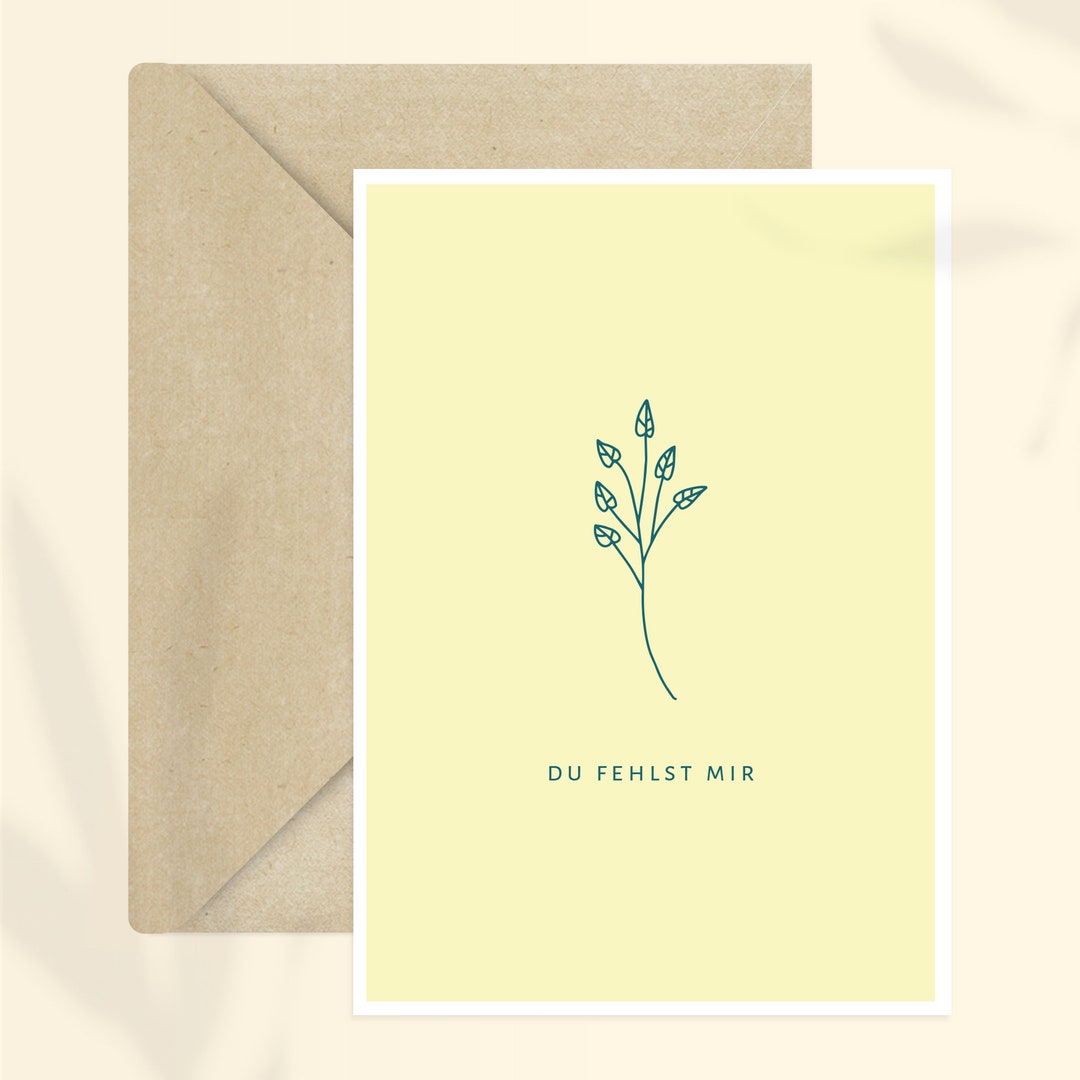 Card Du Fehlst Mir + Envelope - Etsy