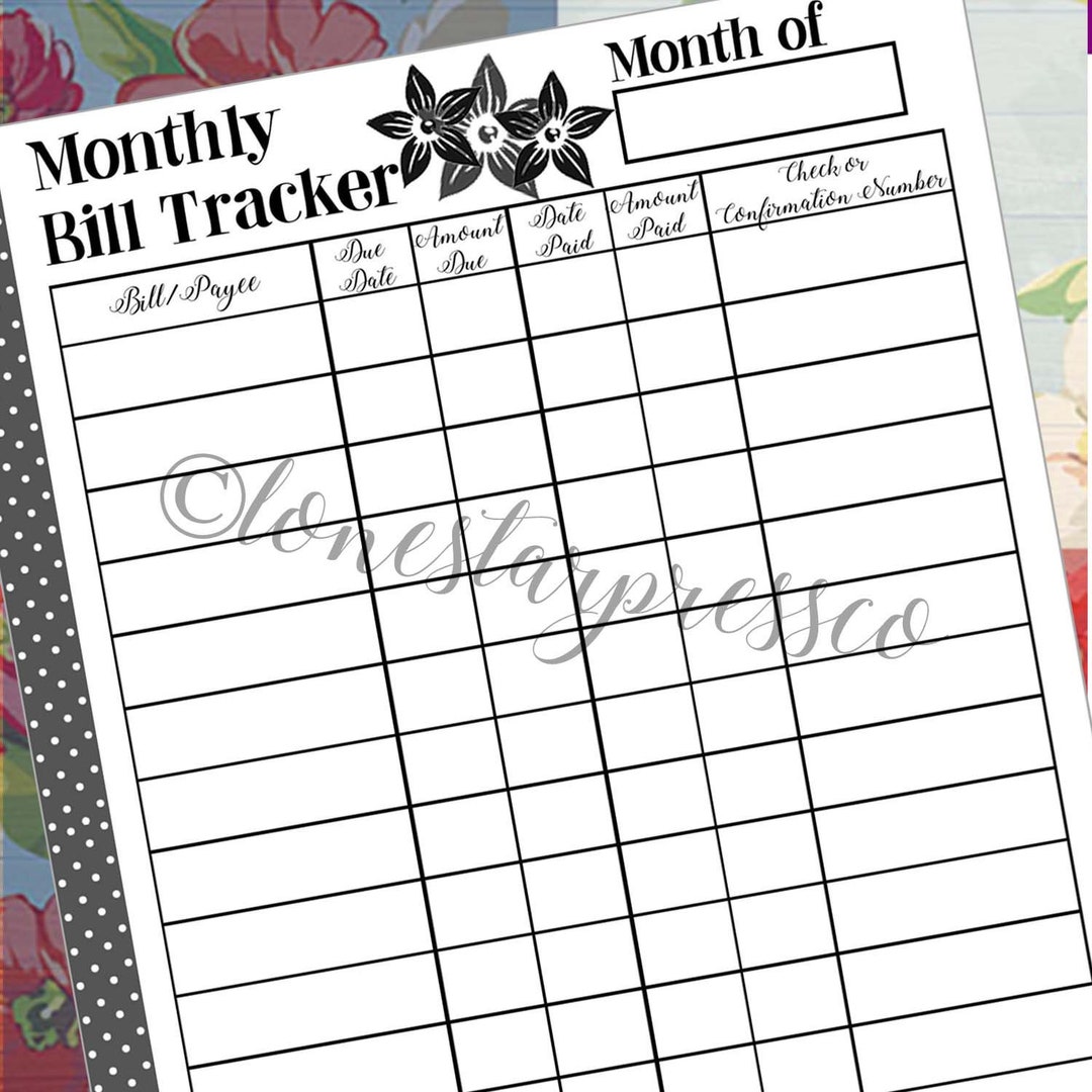 Happy Planner Insert, Happy Planner Monthly Bill Tracker, Bill Tracker ...