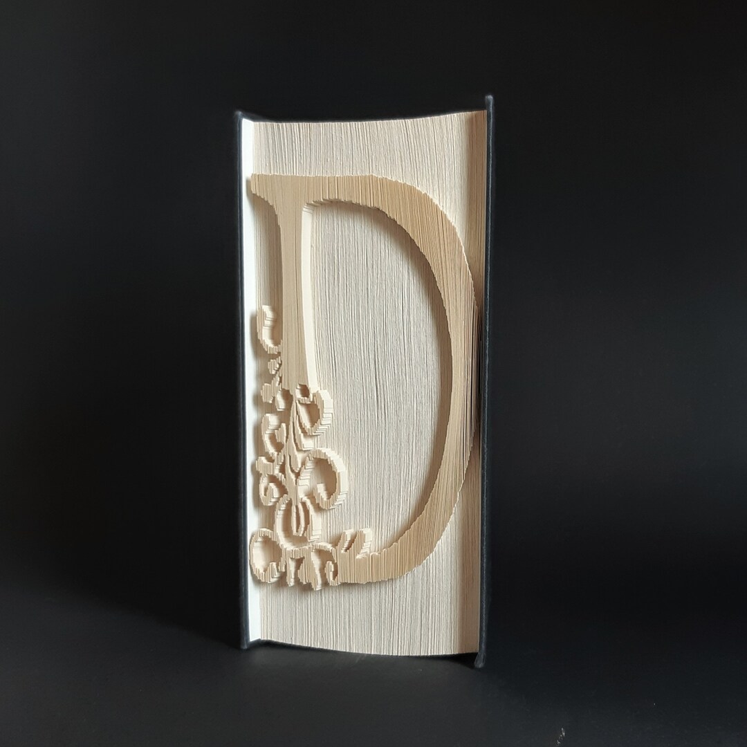 Flourish Letter D Book Fold PATTERN, Cut and Fold Pattern, Initial ...