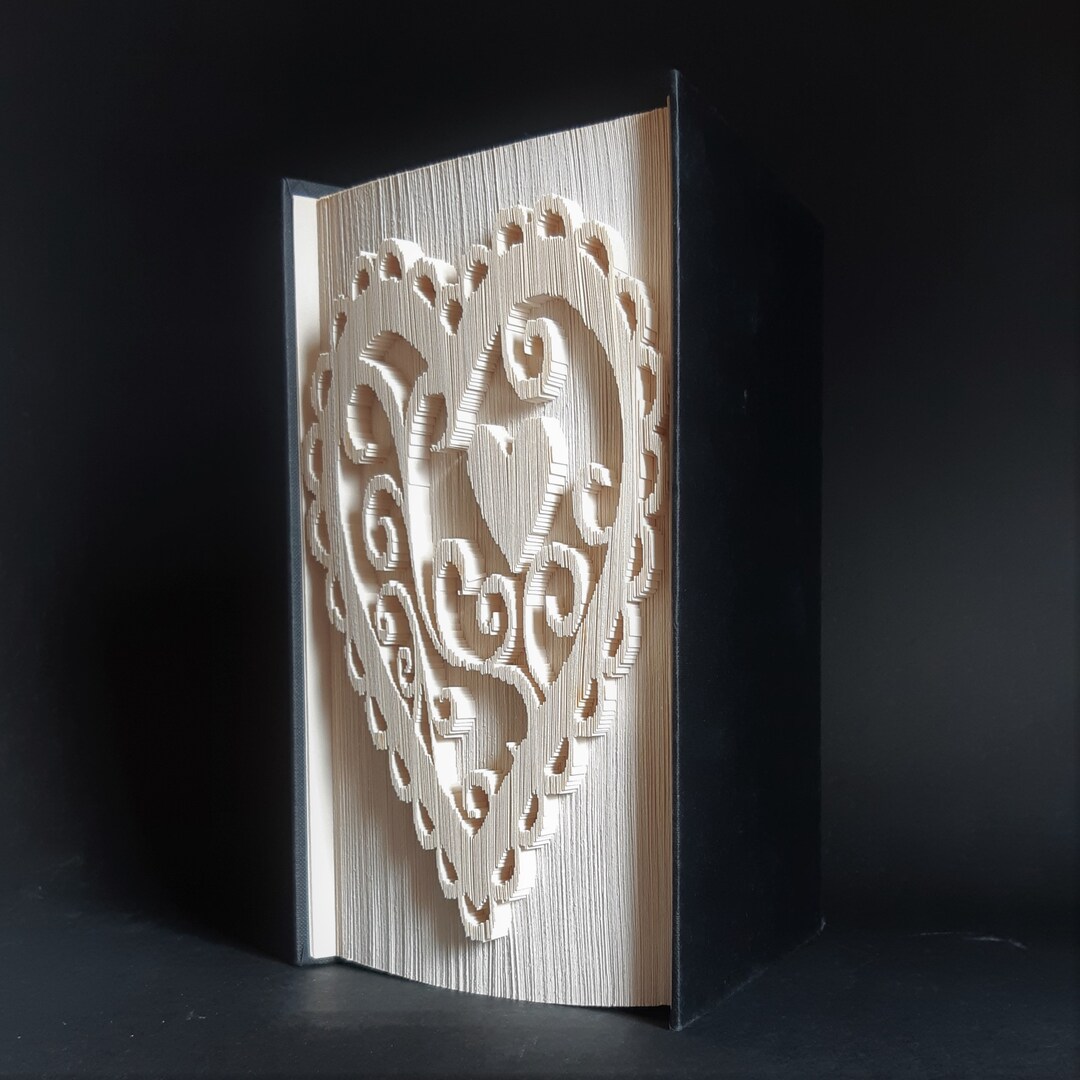 Heart In Heart Book Fold Pattern Cut And Fold Pattern Book Folding