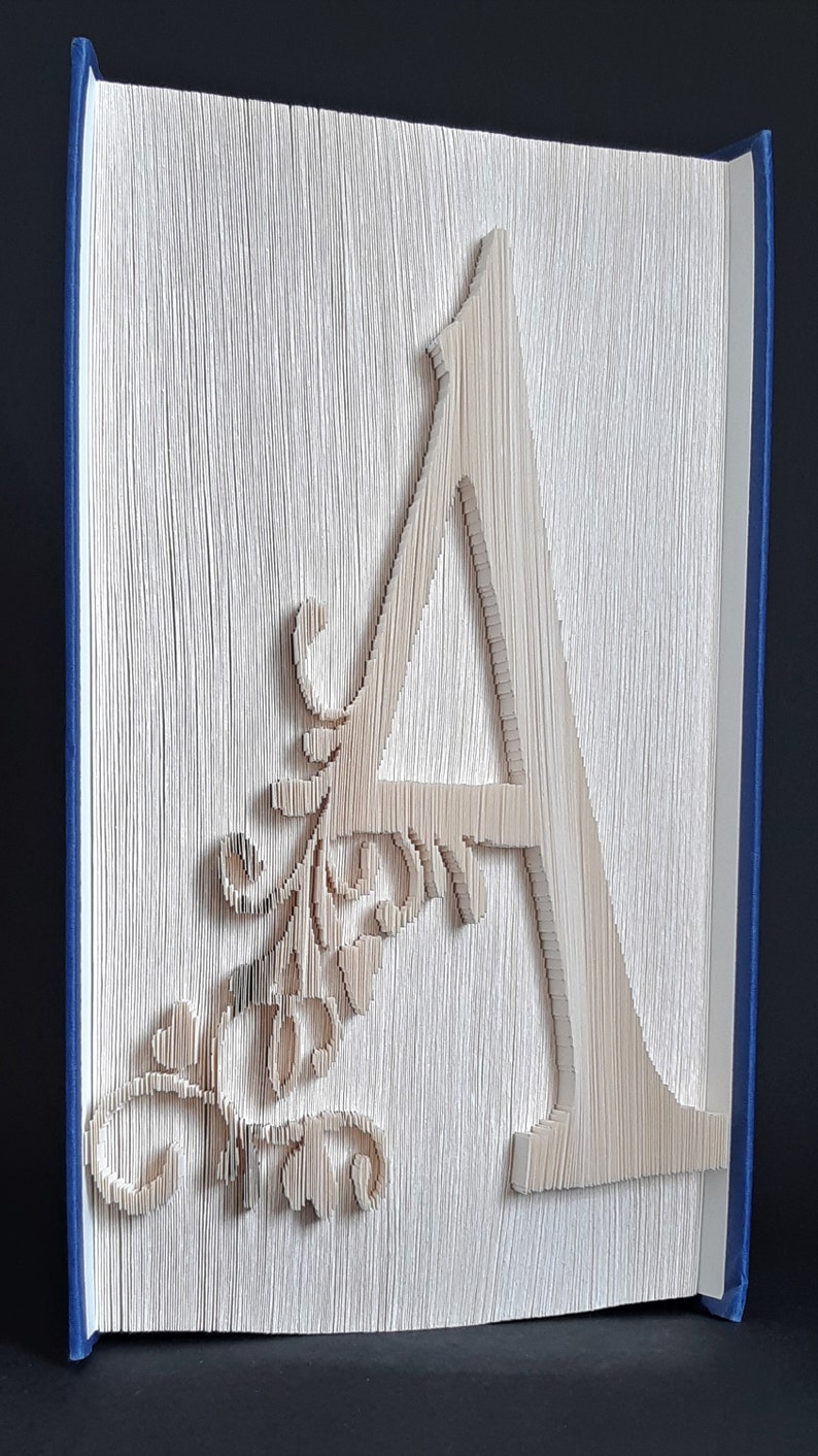 Flourish Letter A Book Fold PATTERN, Cut and Fold Pattern, Initial ...