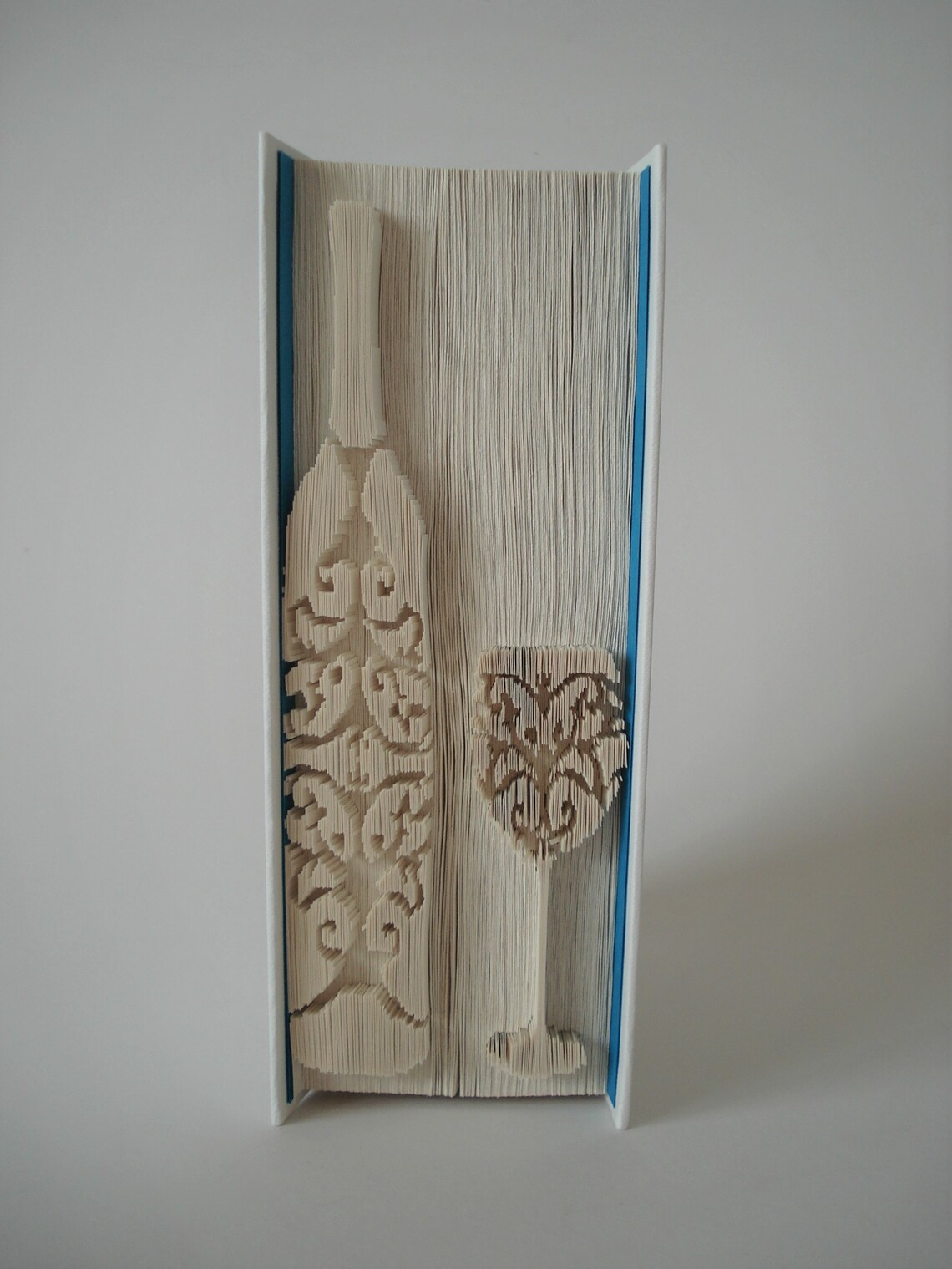 Wine Bottle and Glass Book Fold Pattern Cut and Fold Pattern | Etsy