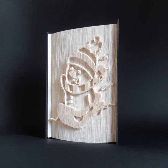 Snowman on Sledge Book Fold Pattern Cut and Fold Pattern | Etsy
