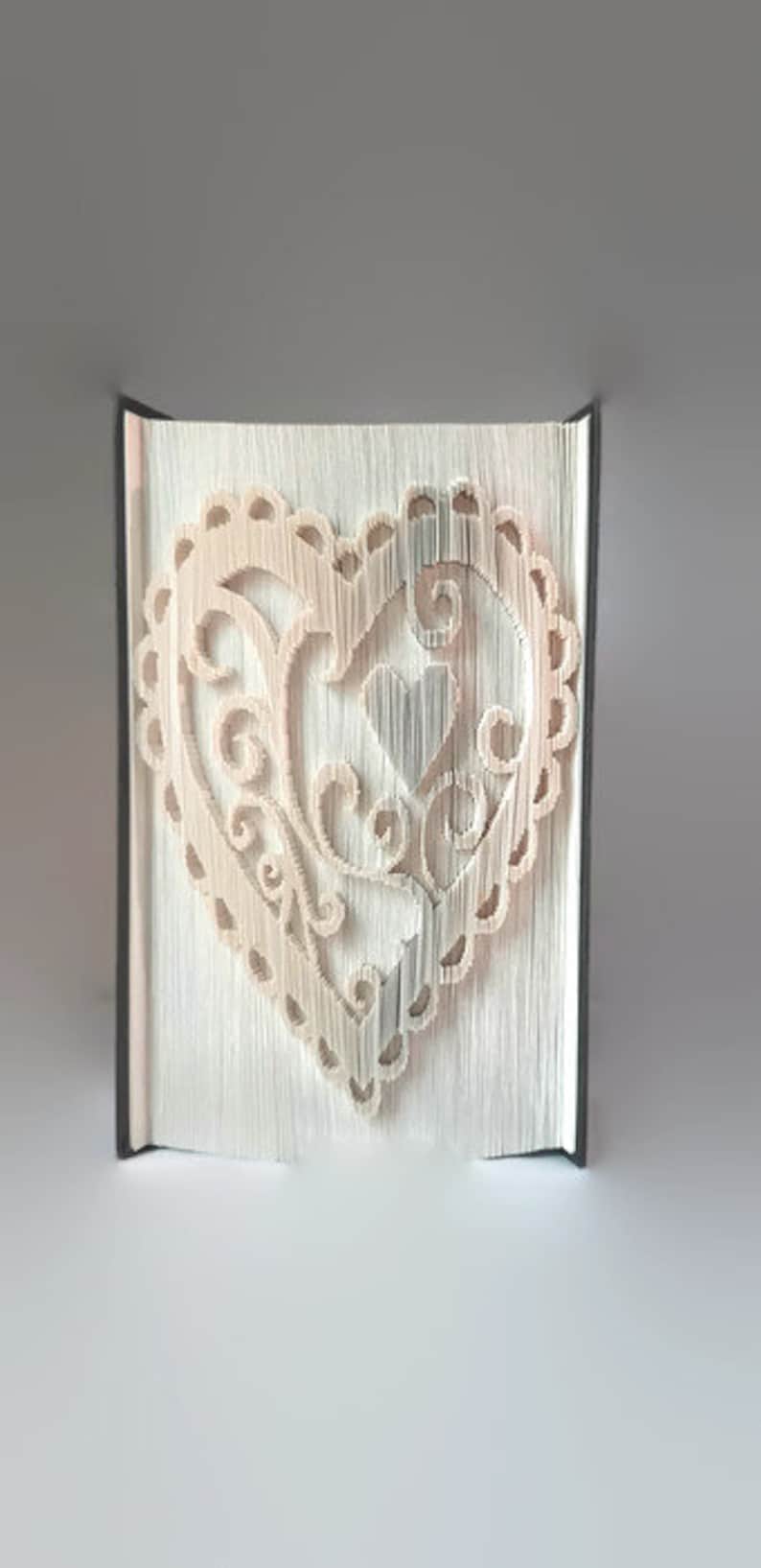 Heart In Heart Book Fold Pattern Cut And Fold Pattern Book Etsy