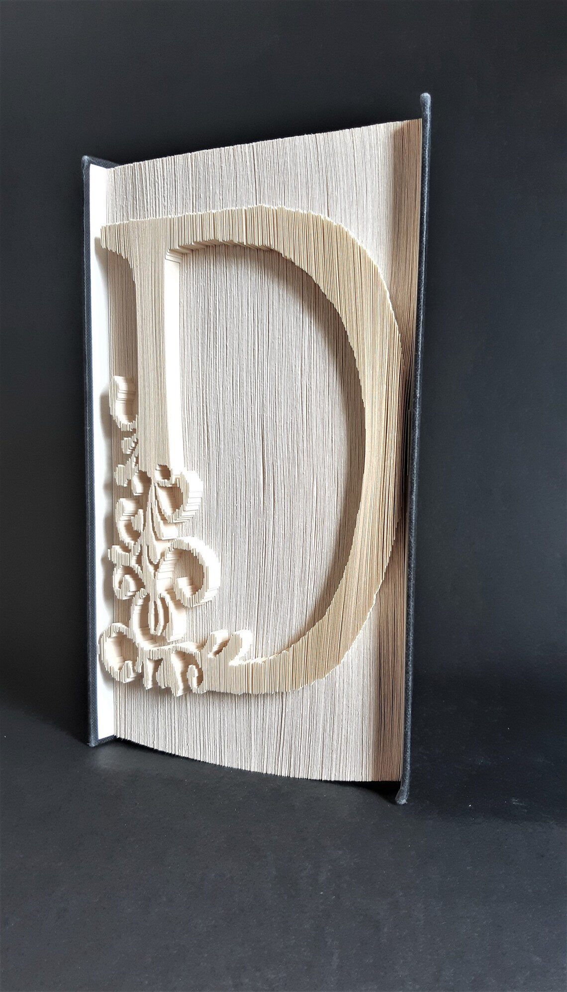 Flourish Letter D Book Fold PATTERN, Cut and Fold Pattern, Initial ...