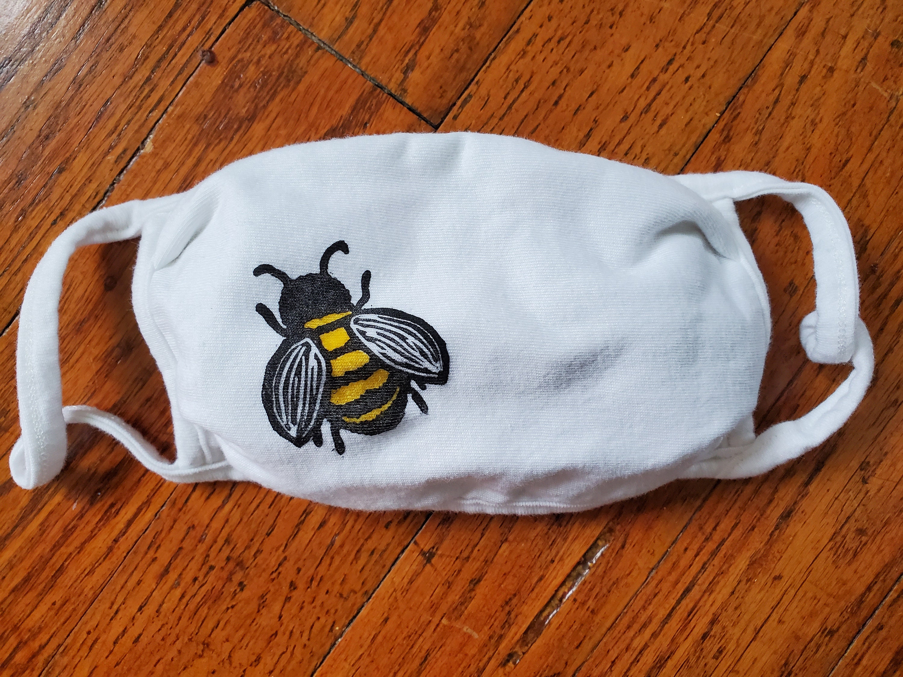 Youth Bee Mask, Handprinted Mask, Original Face Mask, Cute Bees, Mask ...