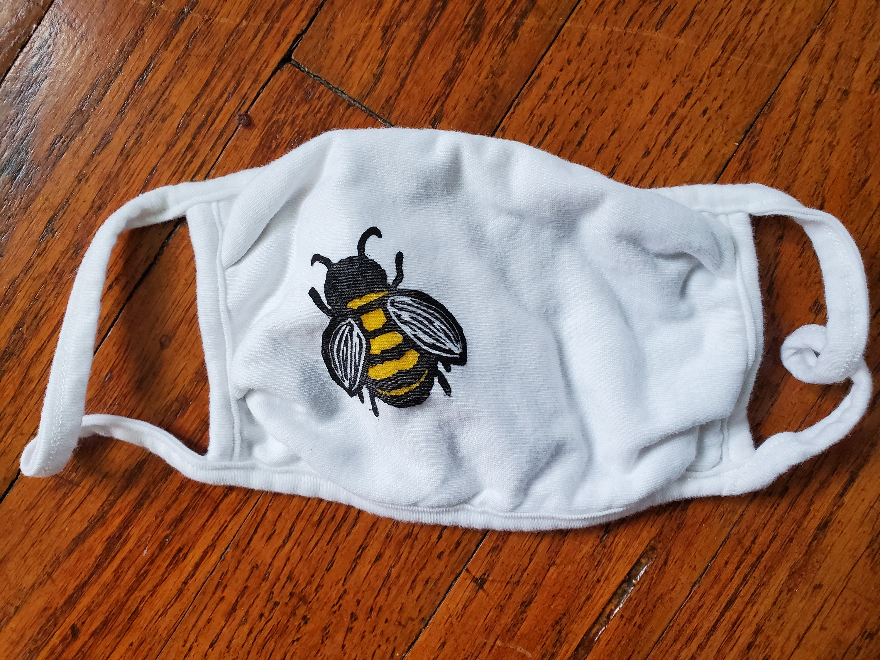 Youth Bee Mask, Handprinted Mask, Original Face Mask, Cute Bees, Mask ...