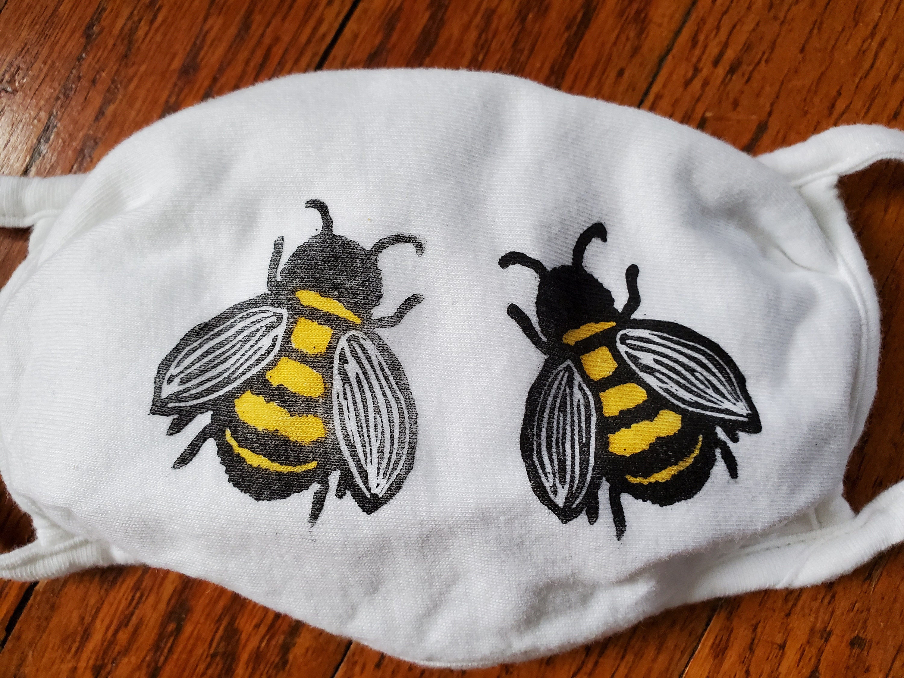 Youth Bee Mask, Handprinted Mask, Original Face Mask, Cute Bees, Mask ...