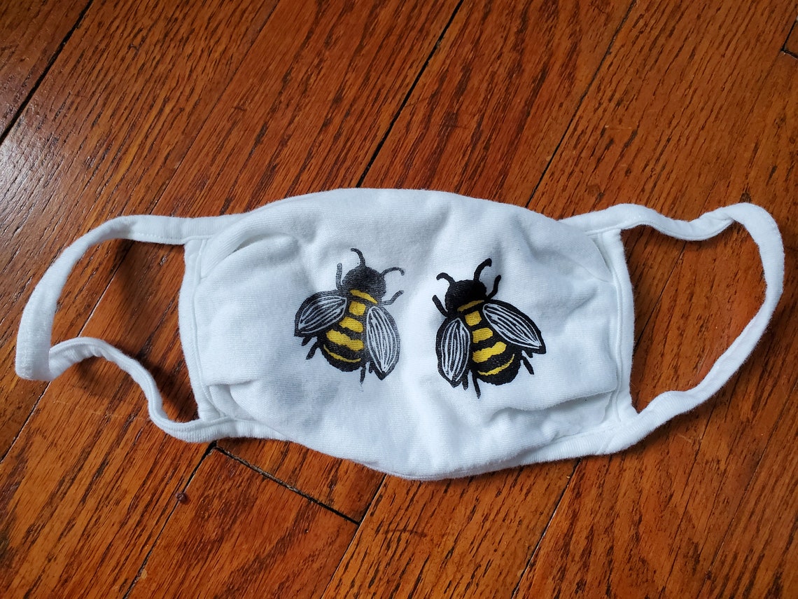 Youth Bee Mask, Handprinted Mask, Original Face Mask, Cute Bees, Mask ...