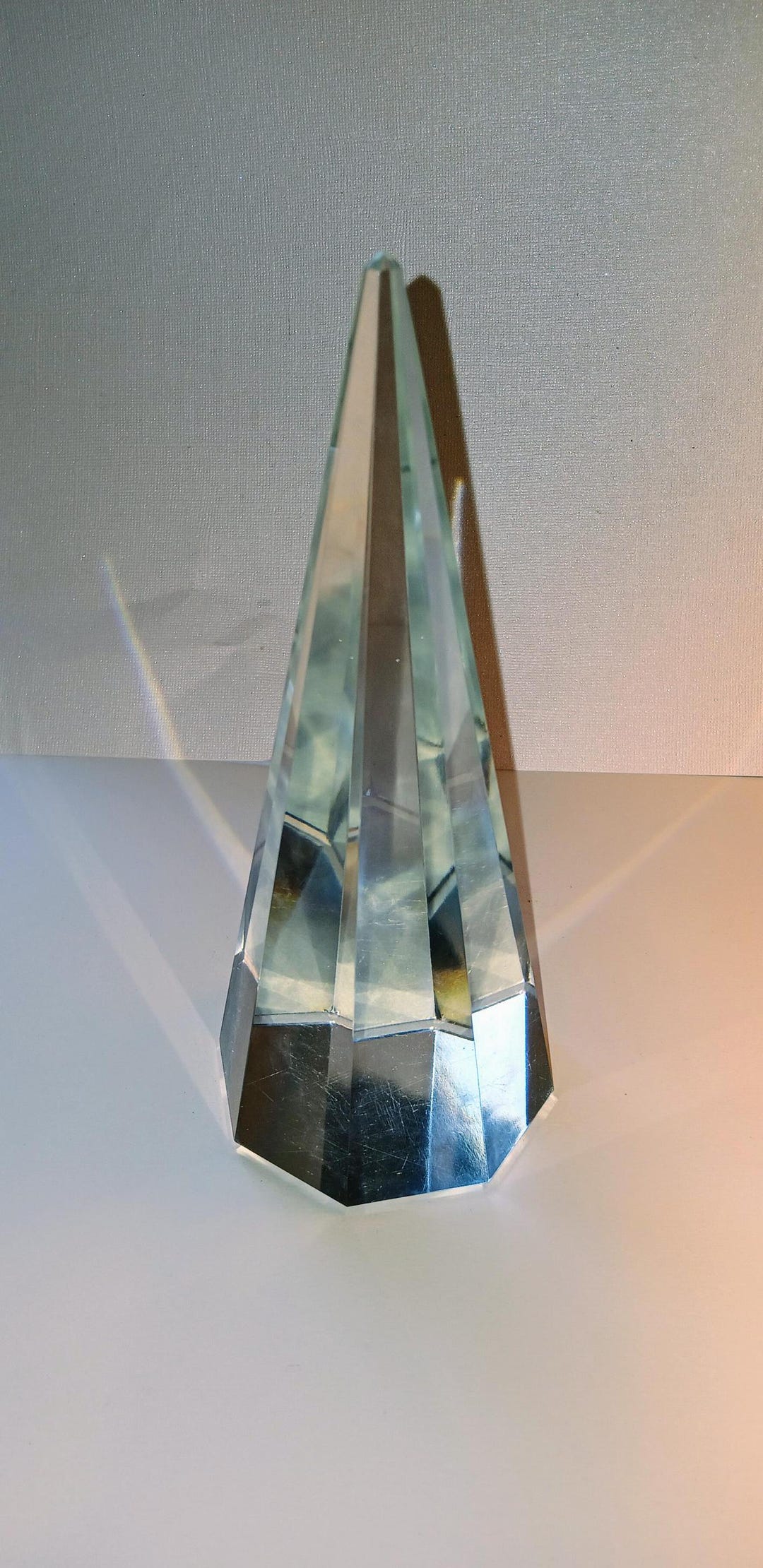 Clear Octagonal Crystal Pyramid Art Glass 8 Sculpture - Etsy
