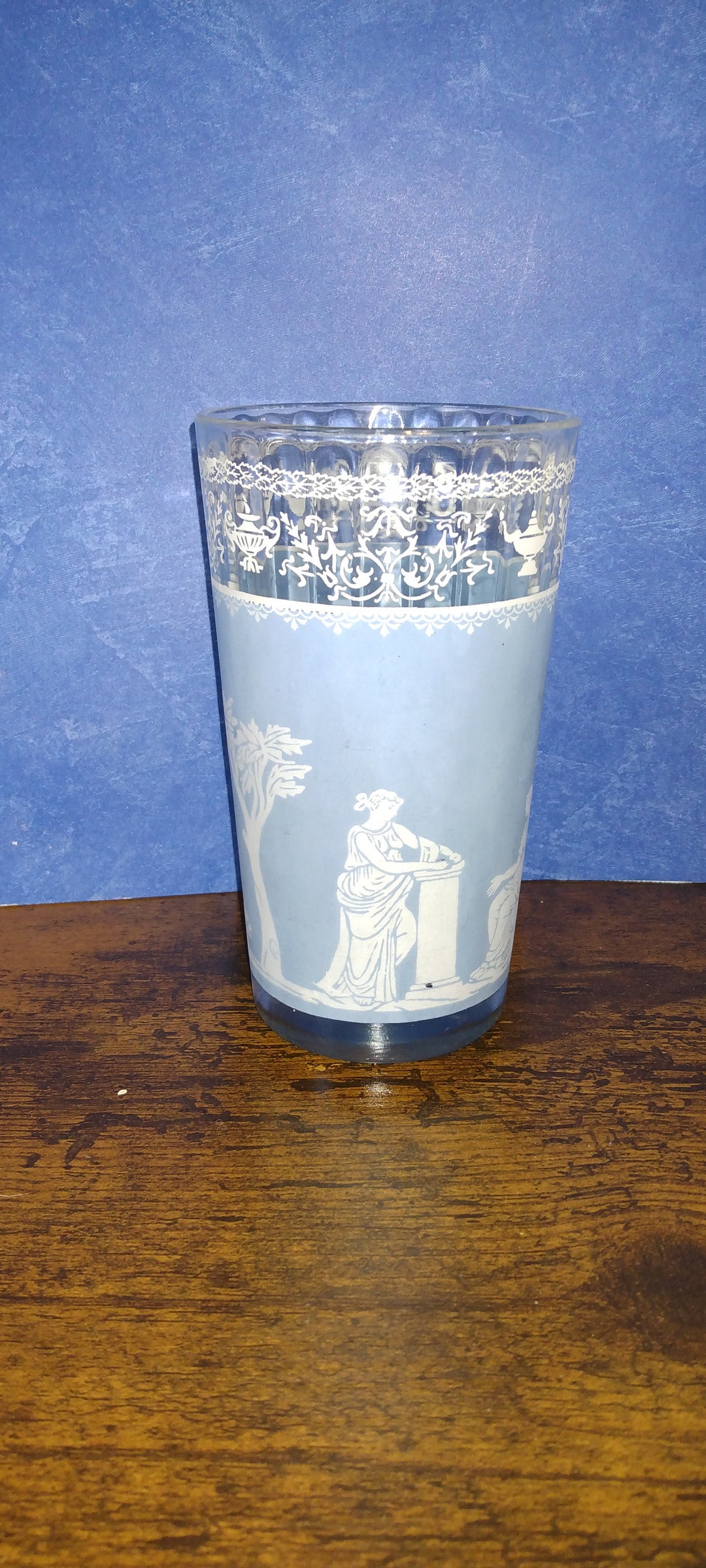 Hellenic Blue Greek Goddess Jeannette Hellenie Wedgewood Glass Highball ...
