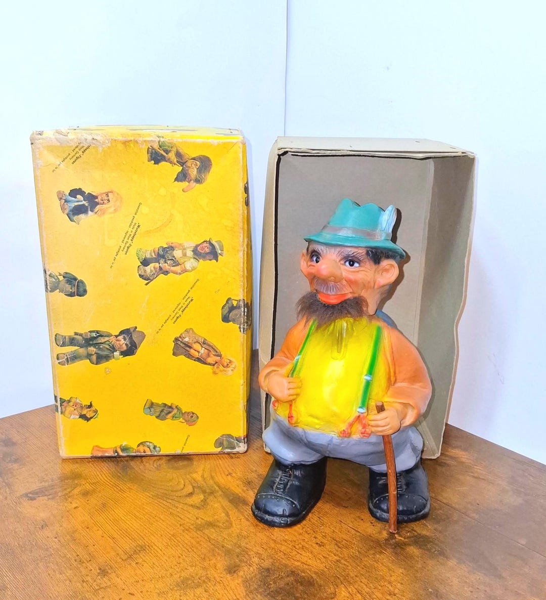 Rare Wurzel Old Man Bobblehead, 10" Vintage German Doll (original Box ...