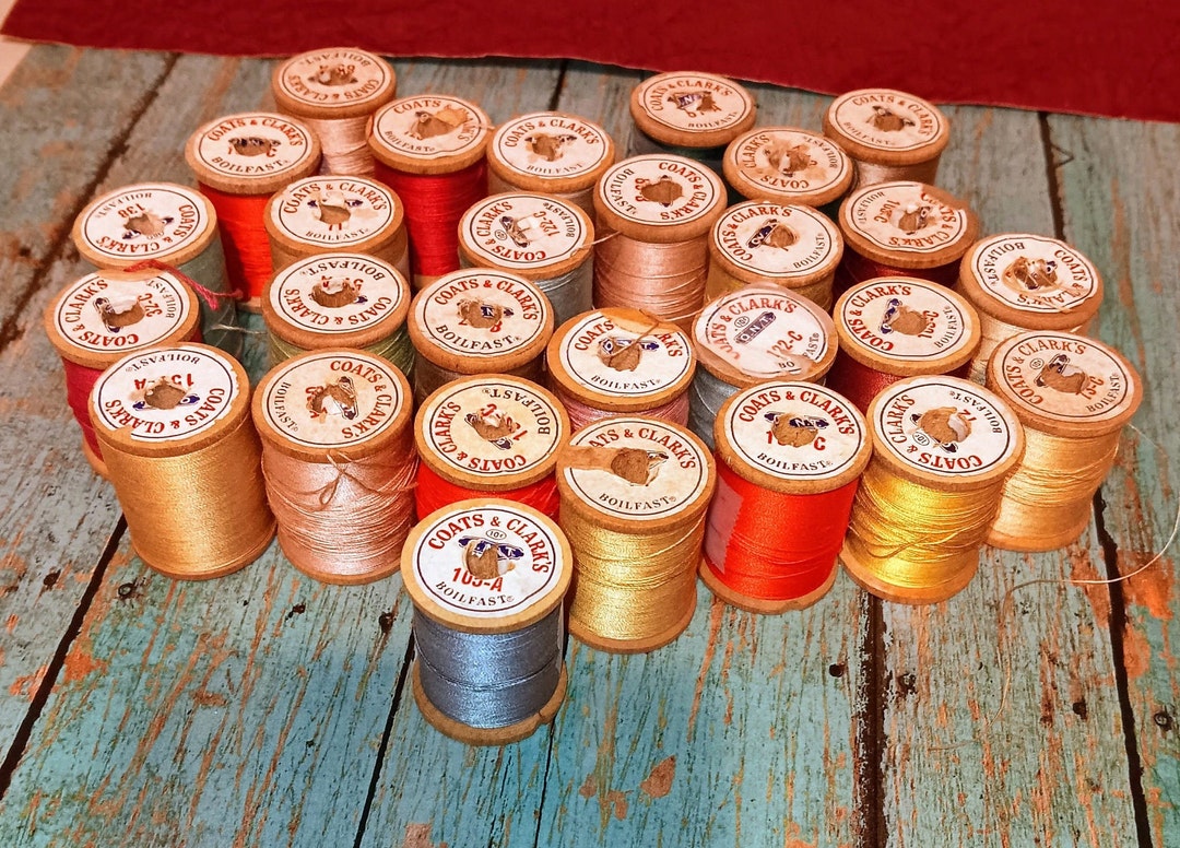 Wooden Coats & Clark's Sewing Thread 25 Spools Used - Etsy