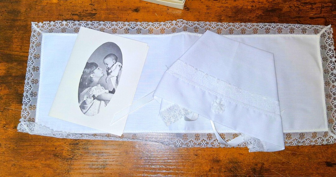 Vintage Lace Trimmed Handkerchief & Newborn Bonnet, Lange's Magic Hanky ...