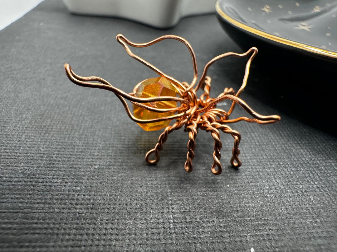 Glass Crystal and Winged Wire Wrapped Bug Critter Figure, Handmade ...