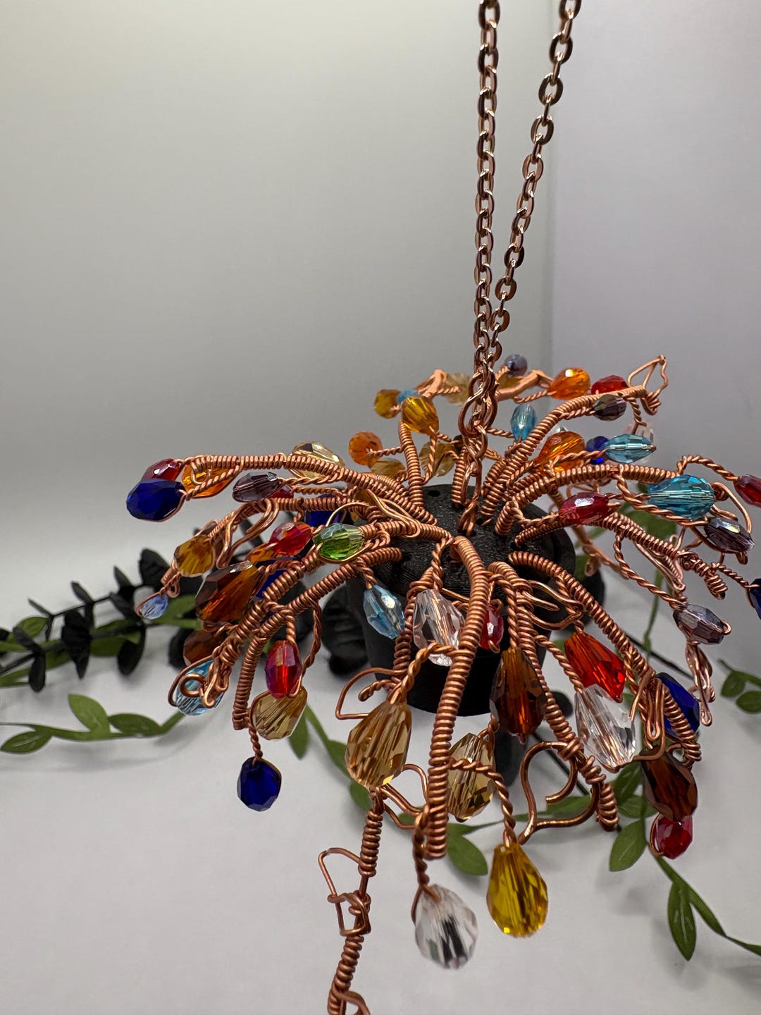 Glass Crystal Beaded Plant Dangle, Car Accessory, Window Accessory ...