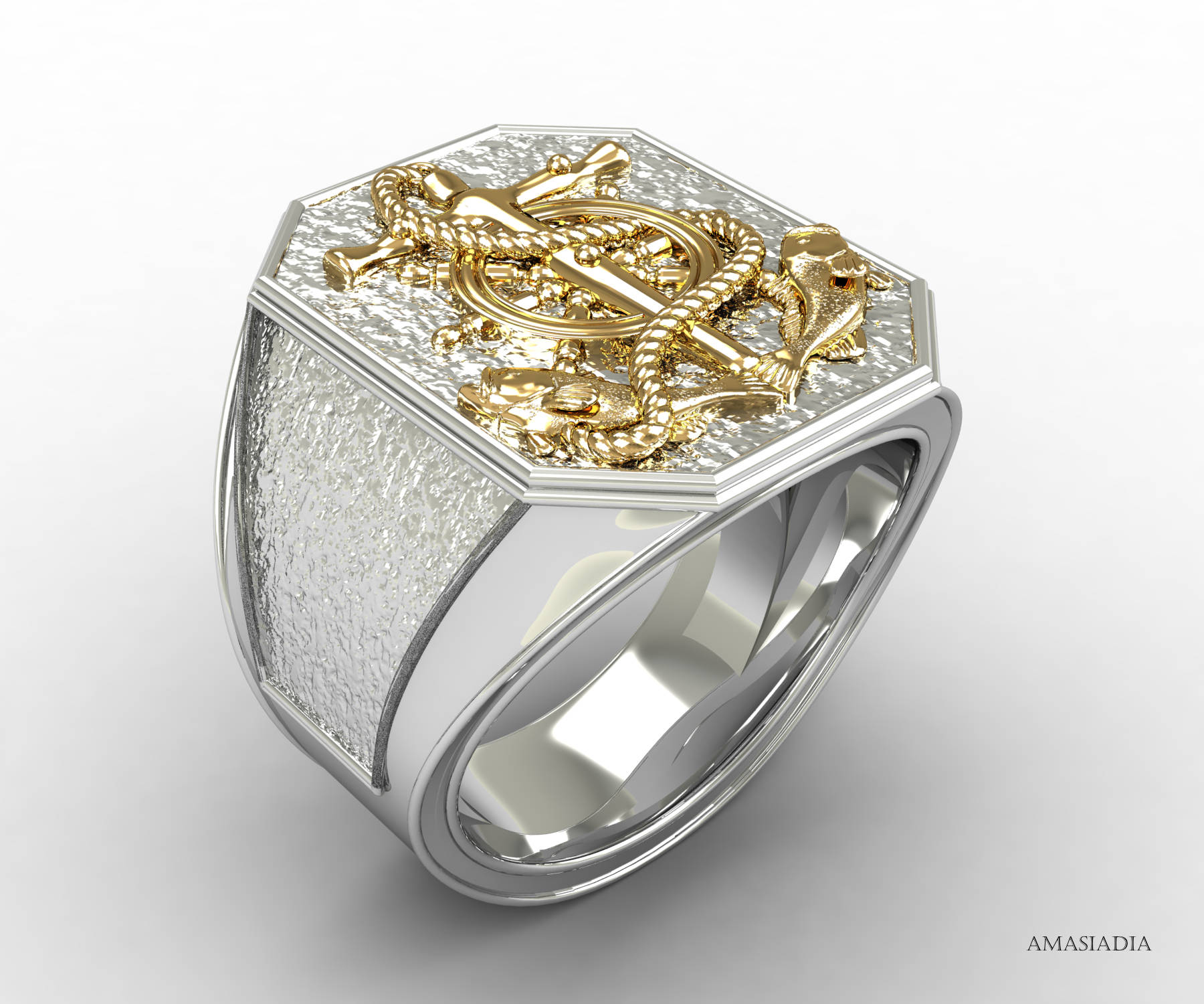 Sterling Silver and 14K Solid Gold Knight Templar Catholic Anchor Cross ...