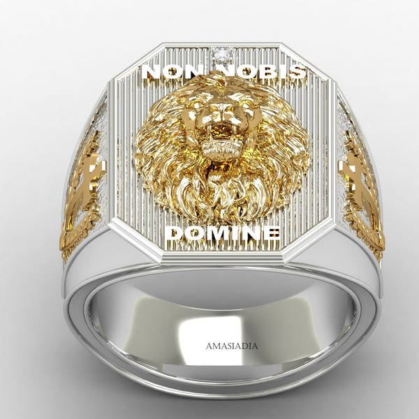 14K Two Tone Solid Gold Knight Templar Catholic Anchor Cross Signet ...