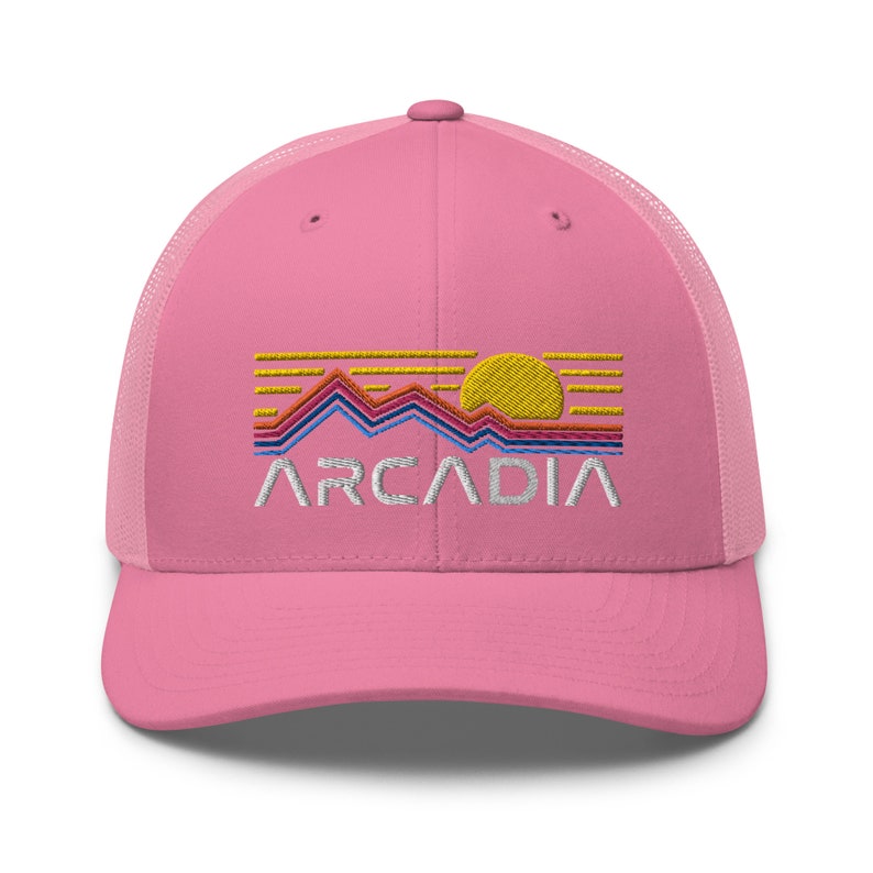 Arcadia Mountains Trucker Snapback Cap Flat Embroidery - Etsy