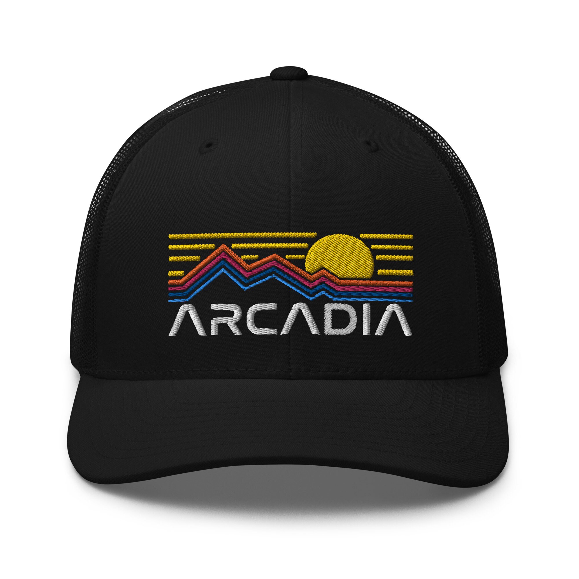 Arcadia Mountains Trucker Snapback Cap Flat Embroidery - Etsy