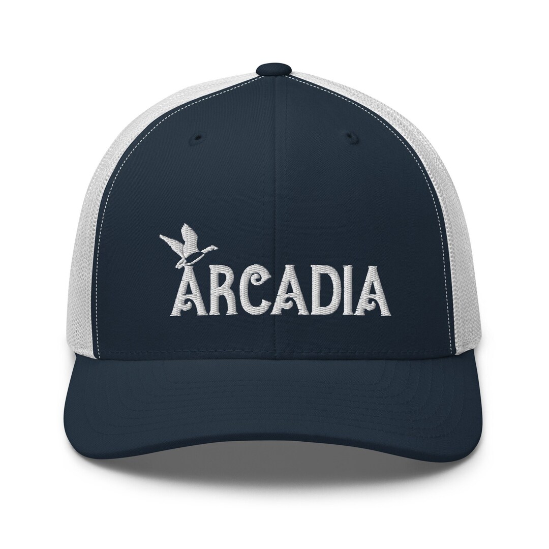 Arcadia Trucker Snapback Cap | Flat Embroidery | Inspired Goose Art Cap ...