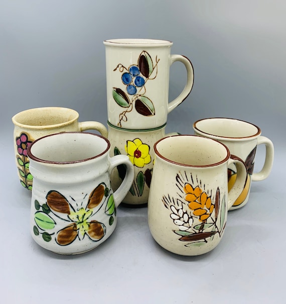 Drink & Barware Vintage Hall Mugs Mismatched Earth Tone Coffee Mugs ...