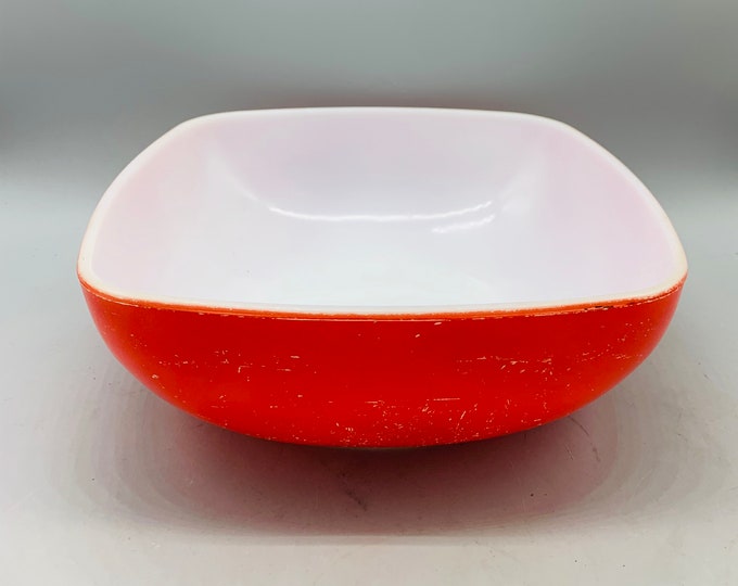Pyrex Red Hostess Ware Red Square Pyrex Bowl - Etsy