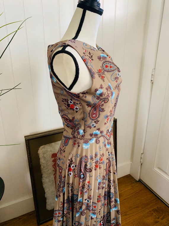 1970’s Polyester Maxi Dress With Pleated Skirt - Gem