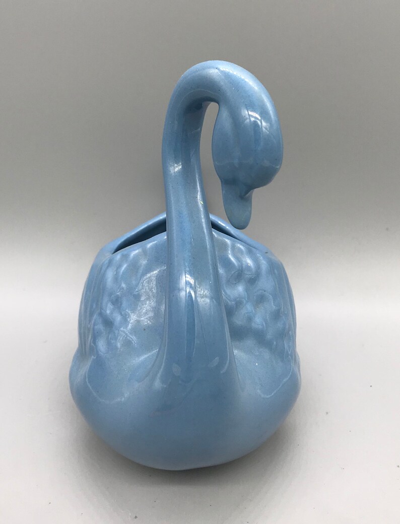 Mid Century Swan Planter in Blue Matte Glaze/ Vintage Flower | Etsy