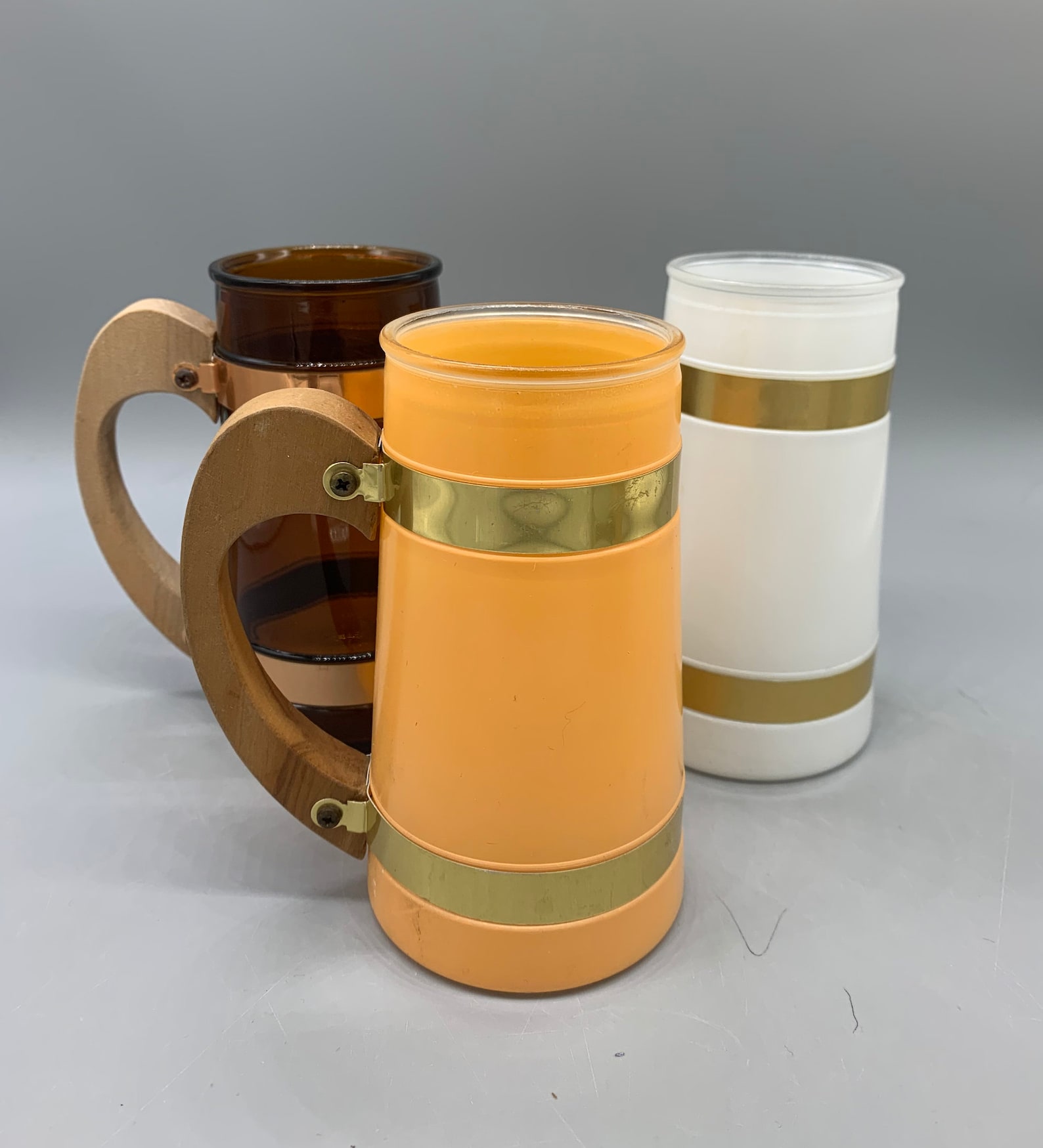 Vintage Siesta Ware Frosted Mugs With Wood Handle Attached - Etsy