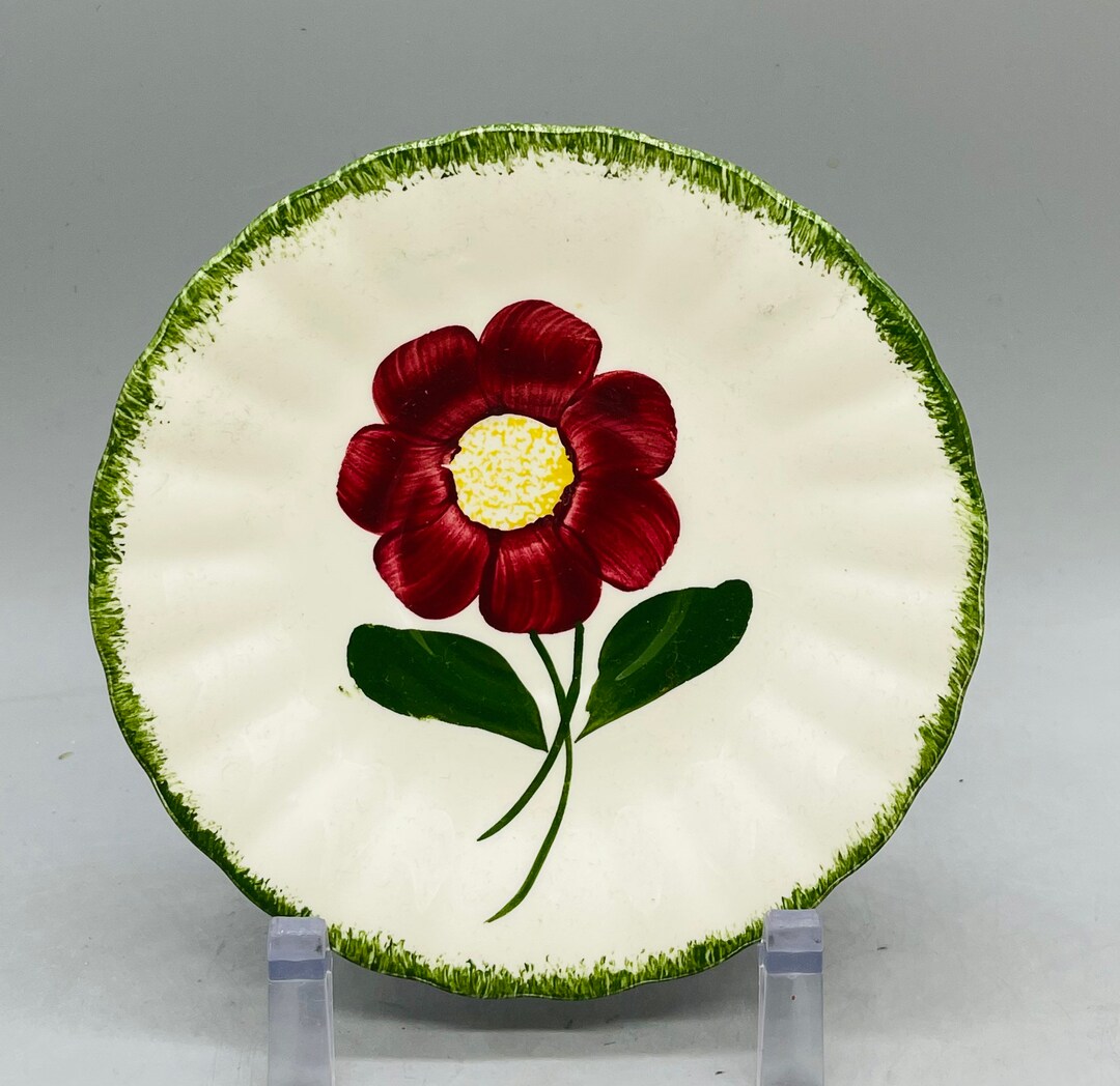 Ashland Blue Floral Cups and Red Floral Saucers Blue Ridge Dinnerware ...