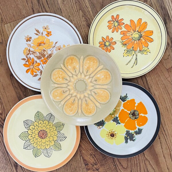 Yellow Floral Plates - Etsy