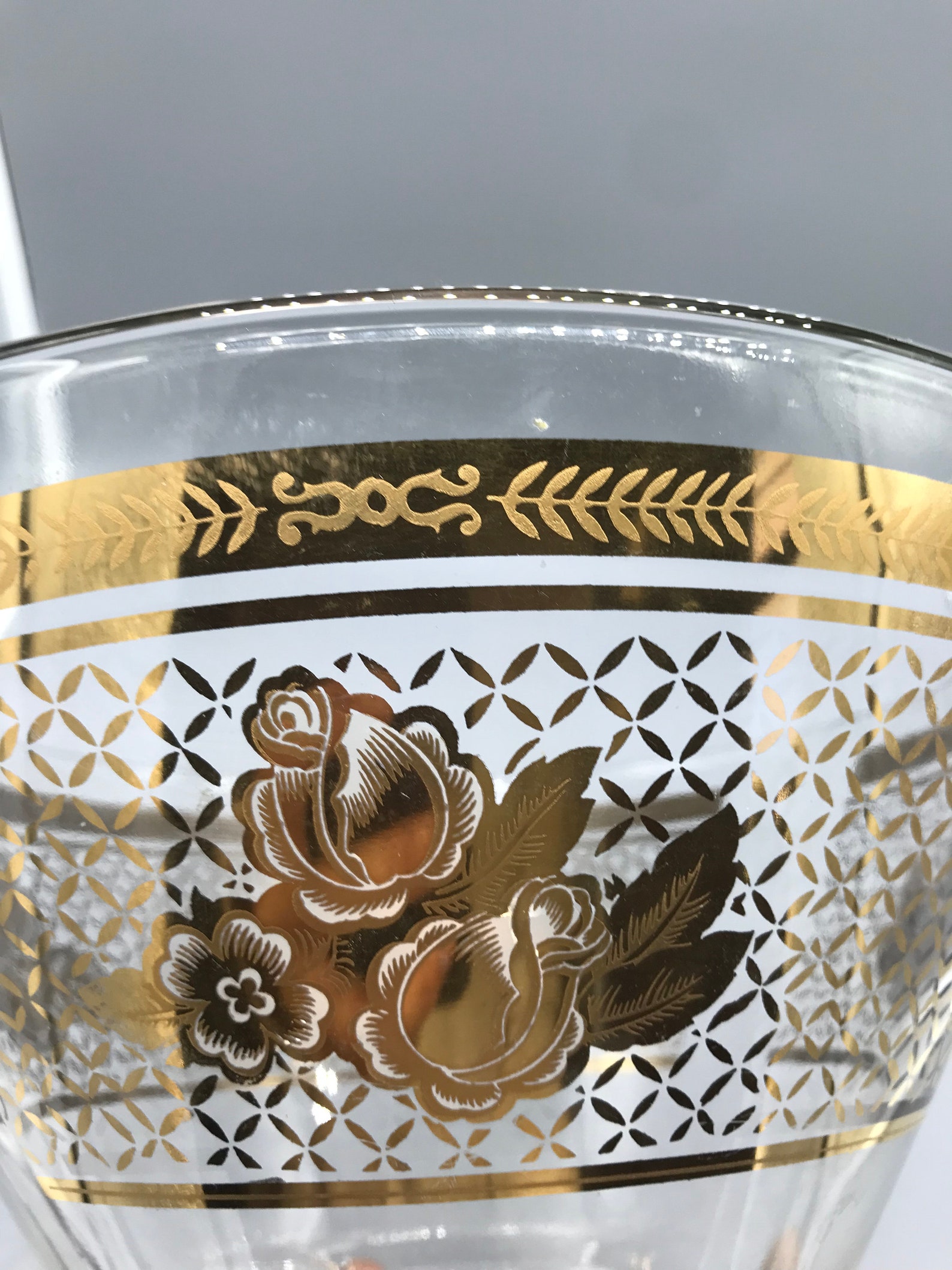 Vintage Starlyte Glass Serving Bowl With Gold Floral Lattice - Etsy