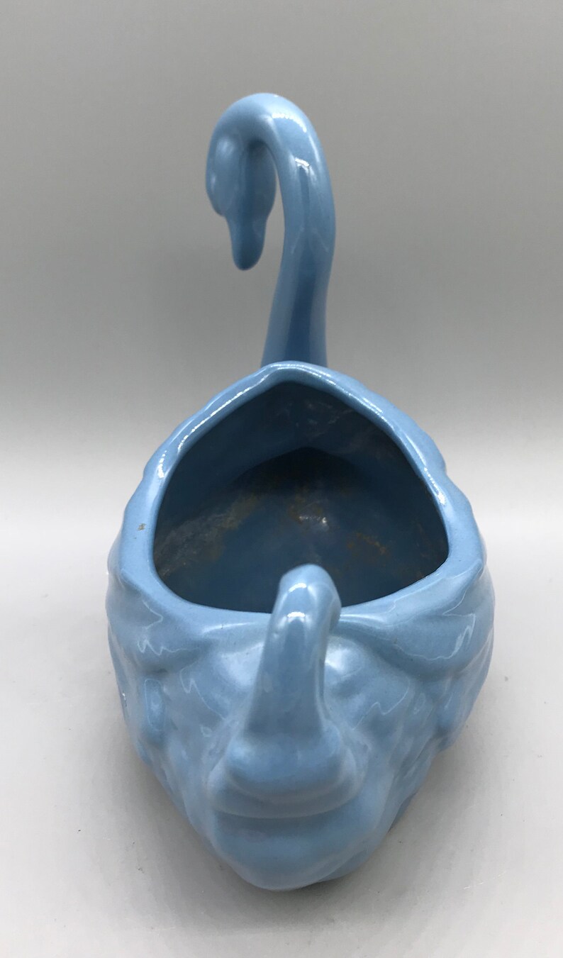 Mid Century Swan Planter in Blue Matte Glaze/ Vintage Flower | Etsy