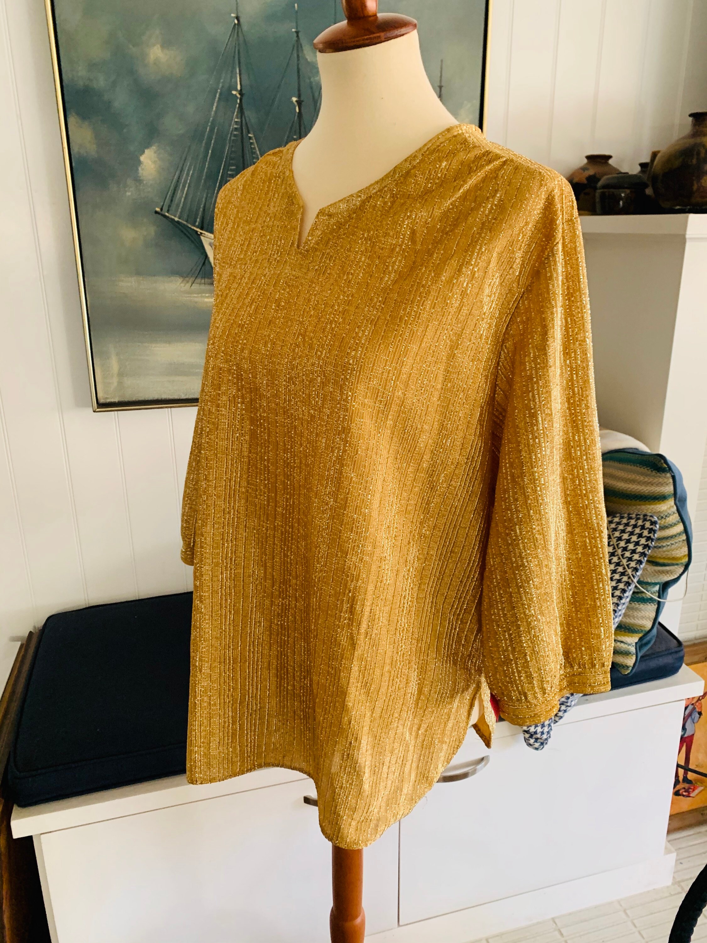 Vintage Gold Metallic Tunic | Etsy